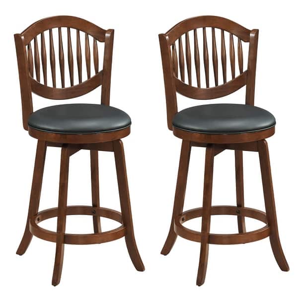 Costway Swivel Bar Stools Set of 2, 25” Counter Height Barstools with ...