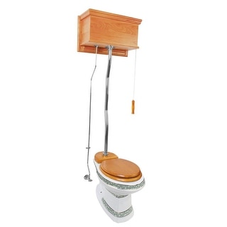 High Tank Pull Chain Toilet Light Oak Wooden Raised Tank 59" to 74 ...