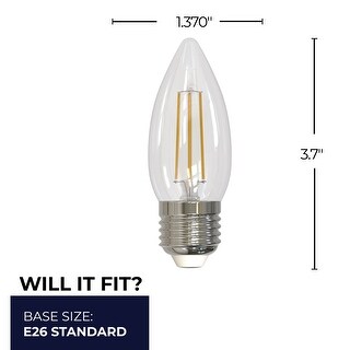 Bulbrite LED Filament Pack of (4) 5.5 Watt Dimmable B11 Light Bulbs with Clear Glass Finish and ...