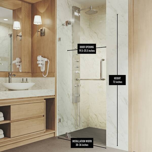 VIGO Pirouette Clear Adjustable Frameless Pivot Shower Door - Bed Bath ...