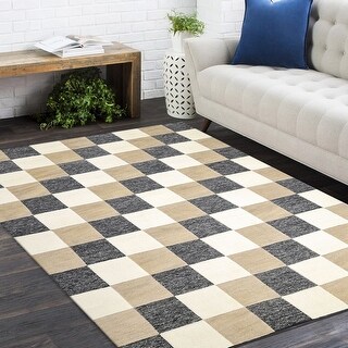 Overton Handmade Modern Contemporary Checkered Area Rug - Bed Bath ...