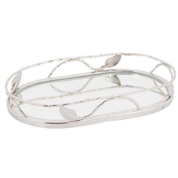 Elegance Oval Mirror Tray with Leaf Border 13.75 x 8.5 in - Bed Bath ...