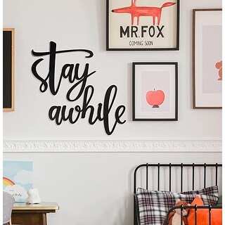 Vivegate Stay Awhile Metal Wall Art Sign - Black - Bed Bath & Beyond ...