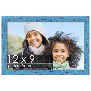 12x9 Shabby Chic / Farmhouse Blue Wood Picture Frame - UV Acrylic, Foam ...
