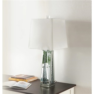Noralie Table Lamp, Mirrored Base with Faux Diamonds Inlay&Clear Glass ...