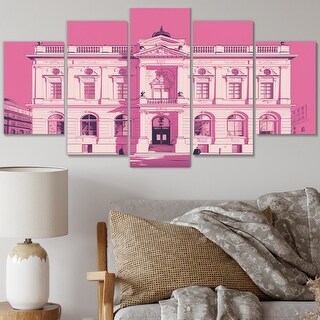 Designart "Pink Blueprint Of Classical London I" City London Multipanel ...