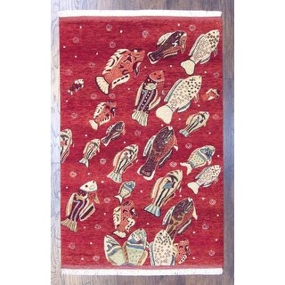 Wahi Rugs Hand Knotted Fish Design Coastal 4'0"x6'0" - Bed Bath ...