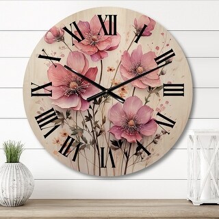 Designart "Pink Minimalism Pink Flower" Abstract Botanicals Oversized ...