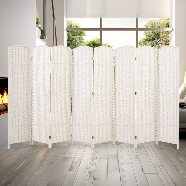 Room Divider 6 FT Tall Weave Fiber Freestanding Privacy Screen Folding ...