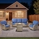 Pocassy Outdoor Fire Table with Sofa Swivel Chair Funiture Set. - Bed ...
