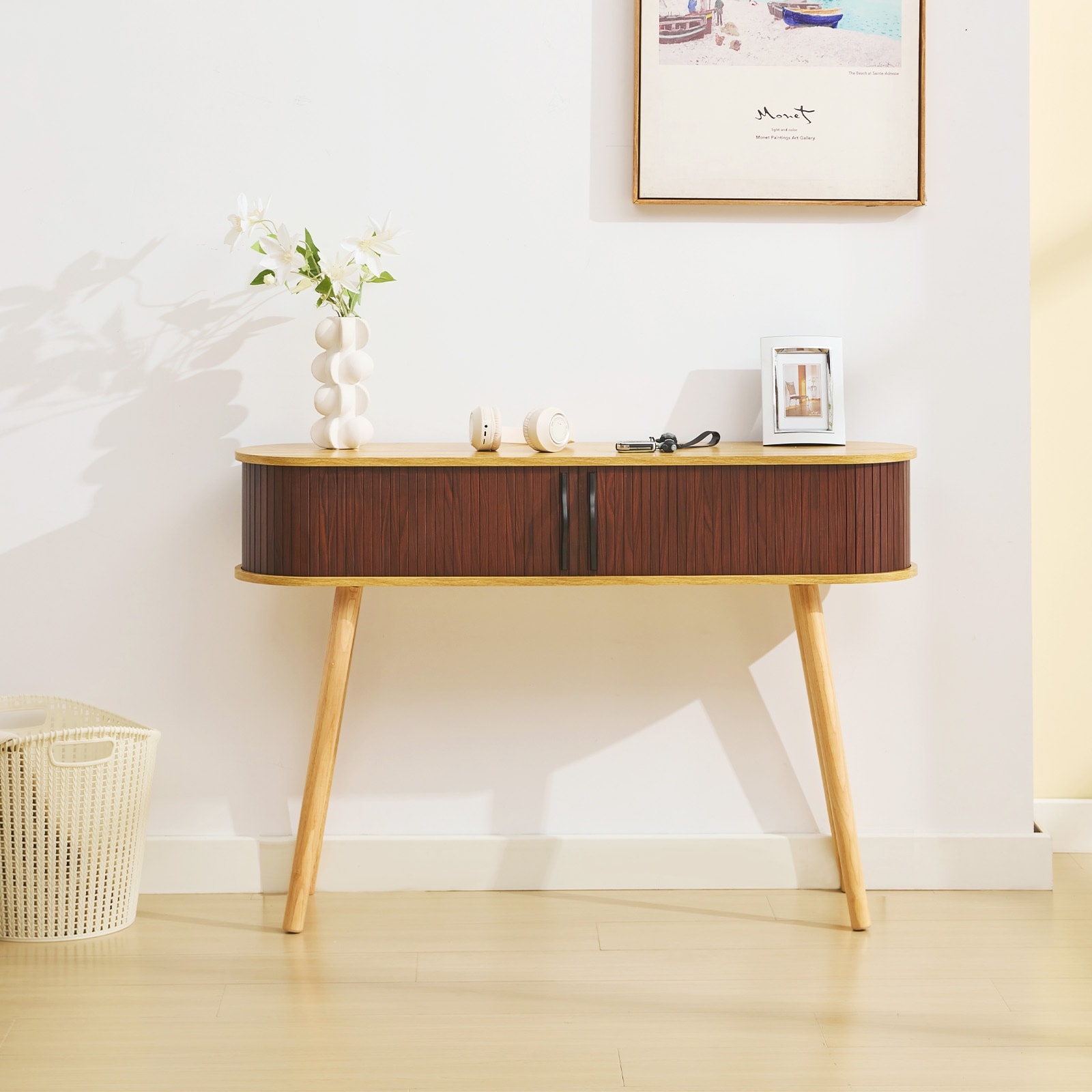 Console table with hidden storage store