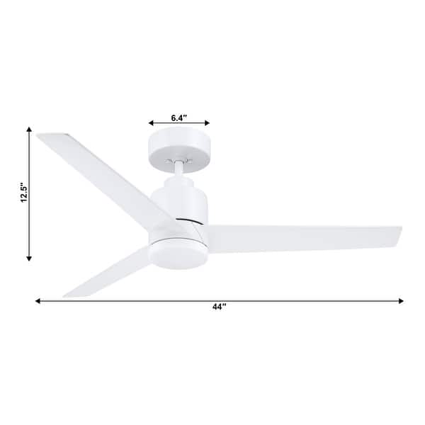 44-inch/ 54-inch Modern White 3-Blade LED Ceiling Fan with Light and ...