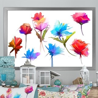 Designart "Red And Glue Painted Bruses Impression" Traditional Framed ...