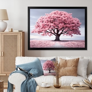 Designart "Pink Tree Spring Awakening I" Floral Framed Canvas Prints ...