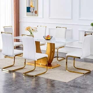 Kitchen Minimalist Dining Table and Chair Set, Rectangular White ...