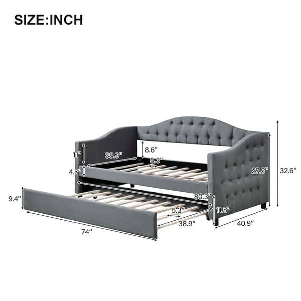 Upholstered Twin Size Daybed with Trundle - Bed Bath & Beyond - 37743103