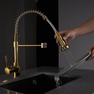 Brush Gold High Arc Pull-down Single-handle Kitchen Faucet - Bed Bath ...