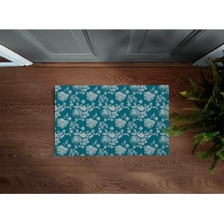 COTTAGE TEAL with Rubberized non-slip Backing Indoor|Outdoor Mat By ...