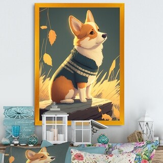 Designart "Cute Little Corgi Dog" Animals Mafia Framed Art Print - Bed ...
