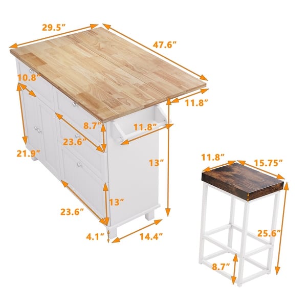 Farmhouse Kitchen Island Set with Drop Leaf - Bed Bath & Beyond - 37108986