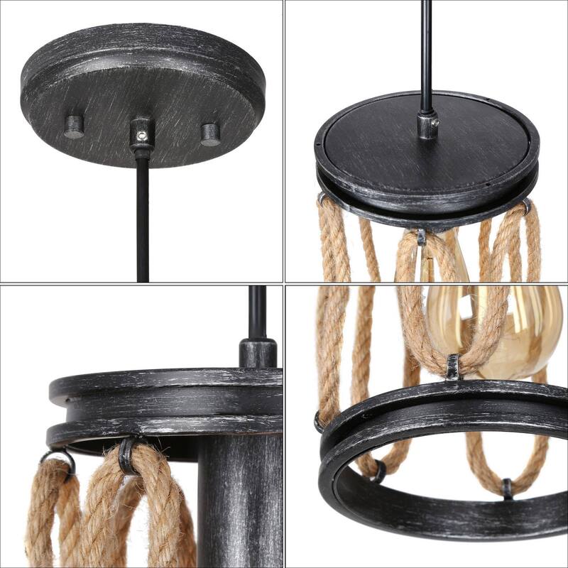 Farmhouse 1-Light Cylinder Pendant Lights for Kitchen Island - D5.5" x ...
