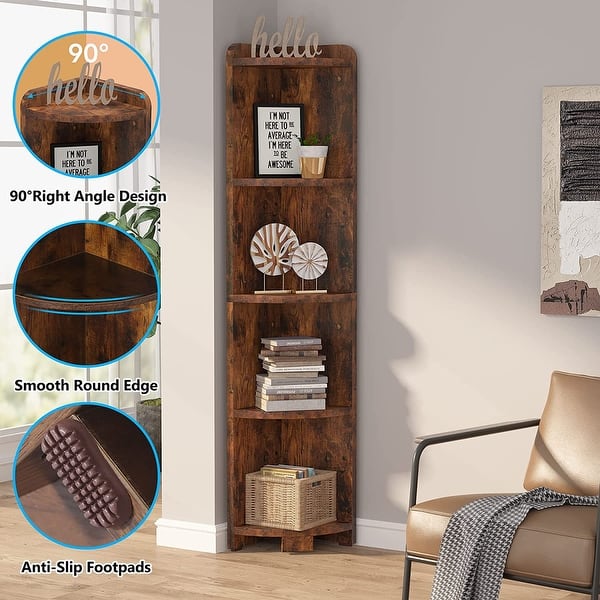 rustic oak corner shelves