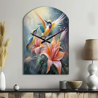 Tropical Flowers with Beautiful Bird - Birds Of Paradise Wall Clock in ...