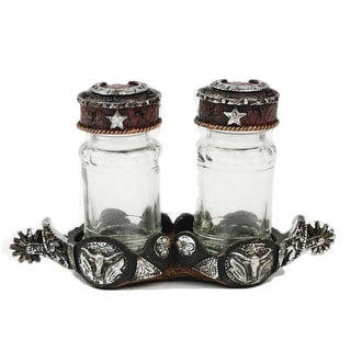 M&F Western Shakers Salt Pepper Spurs Longhorn Antique Silver - Bed ...