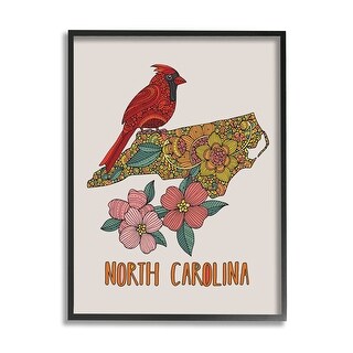 Stupell North Carolina Cardinal Detailed Floral State Pattern Framed ...