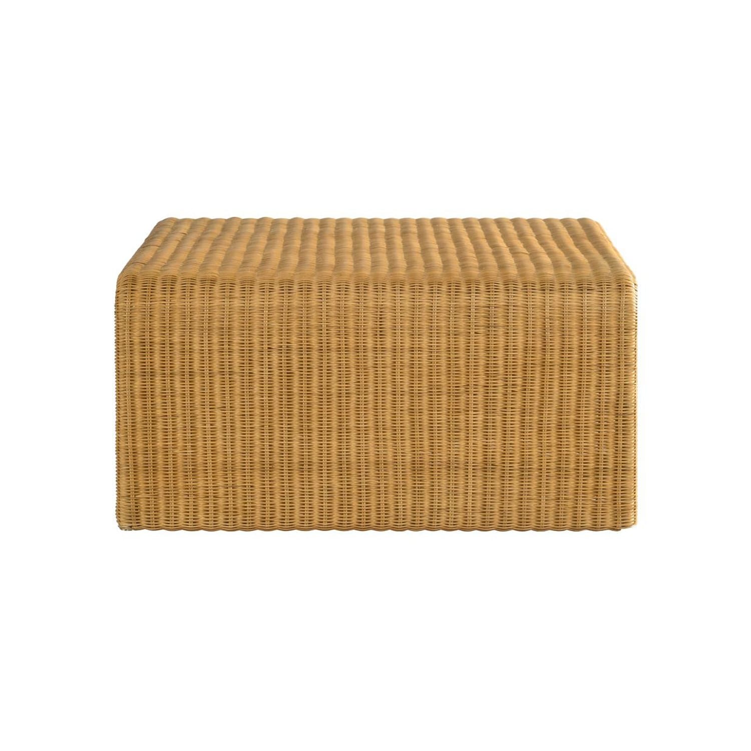 Square Rattan Coffee Table with Rounded Waterfall Edges in Natural ...
