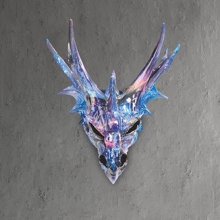 ICE ARMOR 9"W Clear Purple/Blue Dragon Skull Figurine - Bed Bath ...