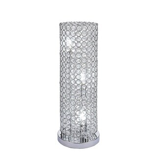 21 Inch Table Lamp, Crystal Stand, Open-Top Design, Silver Finished ...