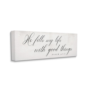 Stupell He Fills My Life Phrase Elegant Faith Typography Canvas Wall ...