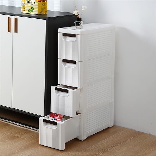 4-Tire Rolling Cart Narrow Slim Container Storage Cabinet with Wheels ...