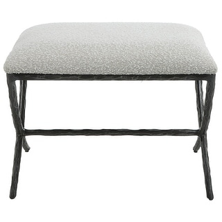 Cushioned Shearling Top Small Bench - 24" - Gray and Black - Bed Bath ...