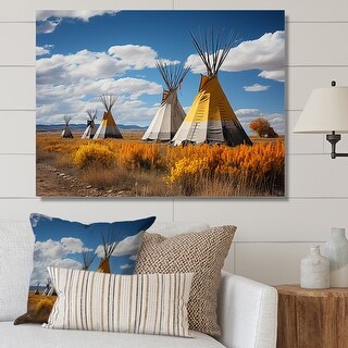 Designart "Yellow Native Tipi Path To Spirituality III" Native American ...