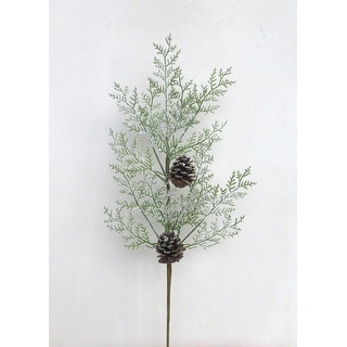 Snow Covered Cedar Spray With Pine Cones Faux Plants And Trees - Bed ...