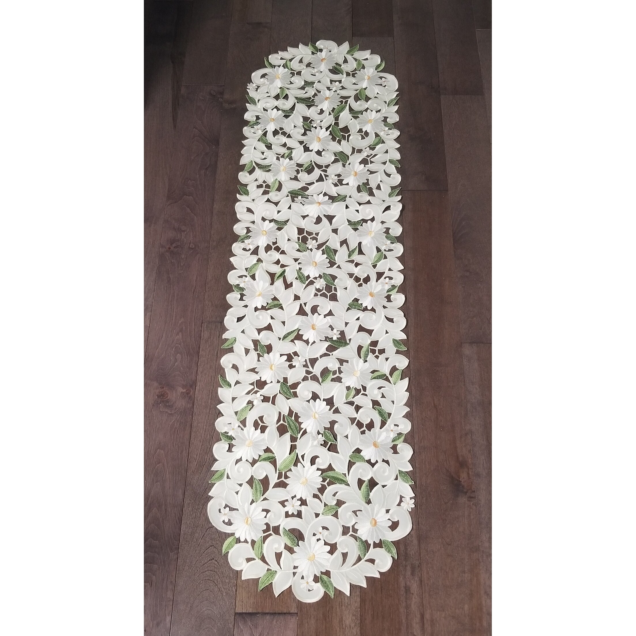 Margarita Embroidered Cutwork Rectangular Table Runner, Table Linen ...