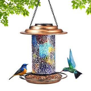 Bird-Feeder LED Waterproof External Solar Bird Feeder Outdoor Hanging ...
