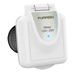 Furrion 50A 125/250V Shore Power Inlet Square White W/LED - Bed Bath ...