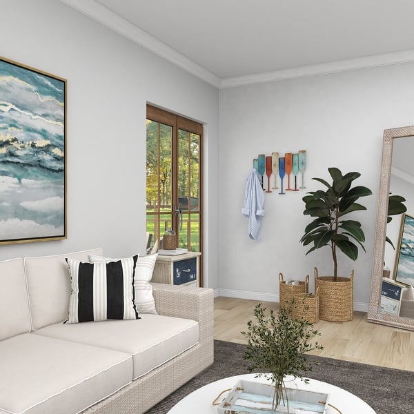 Multi Colored Metal Indoor Outdoor Distressed Oar Shaped 8 Hanger ...