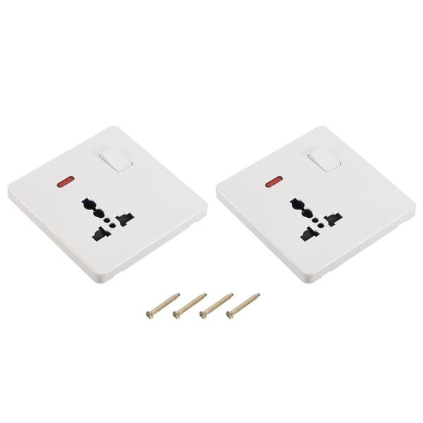 UK US Socket Switch Multi Power Outlet White 250V 13A 88mmx86mm Pack of ...