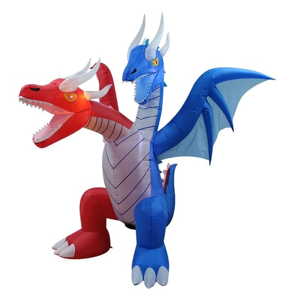 Joyfy 6 FT Tall Halloween Inflatable Massive Double Headed Dragon - Bed ...