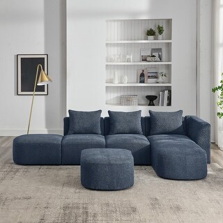 L-Shape Modular Sofa Sectional Sofa with Right Side Chaise and Pillows ...