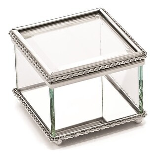 Curata Nickel-Plated Hinged 3.25" Square Glass Box - Bed Bath & Beyond ...