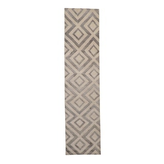 Wahi Rugs Modern Diamond Design Wool/silk Hand Knotted Rug 2.6x12.0 - 2 ...