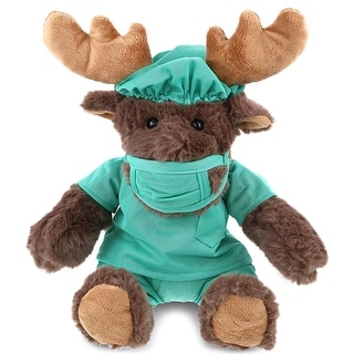 DolliBu Moose Doctor Plush Toy with Cute Scrub Uniform and Cap - 10 ...