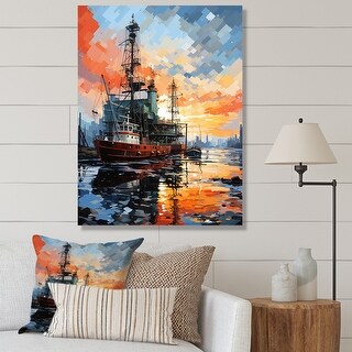 Designart "Red Oil Rigs Resilient Rig II" Oil Rigs / Fields Canvas ...