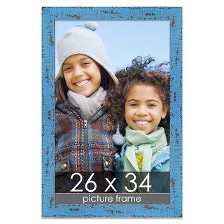 26x34 Shabby Chic / Farmhouse Blue Wood Picture Frame - UV Acrylic ...
