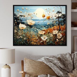 Designart "Cool And Calming Flower Blooming Fields" Flower Framed Wall ...
